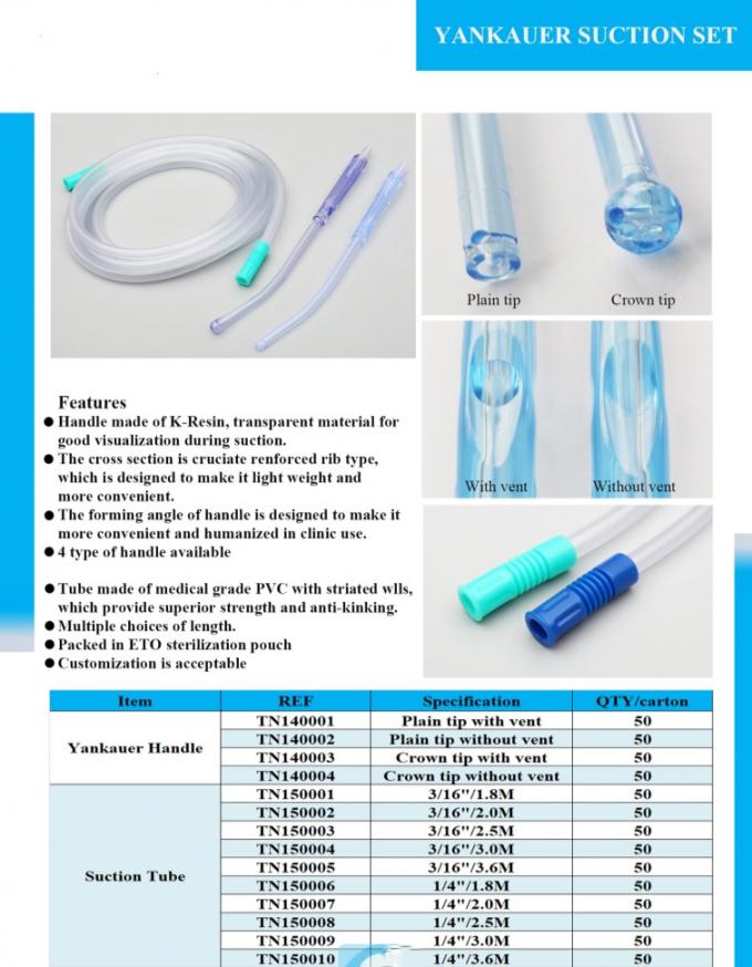 180cm 360cm Disposable Suction Catheter / PVC Suction Catheter With ...